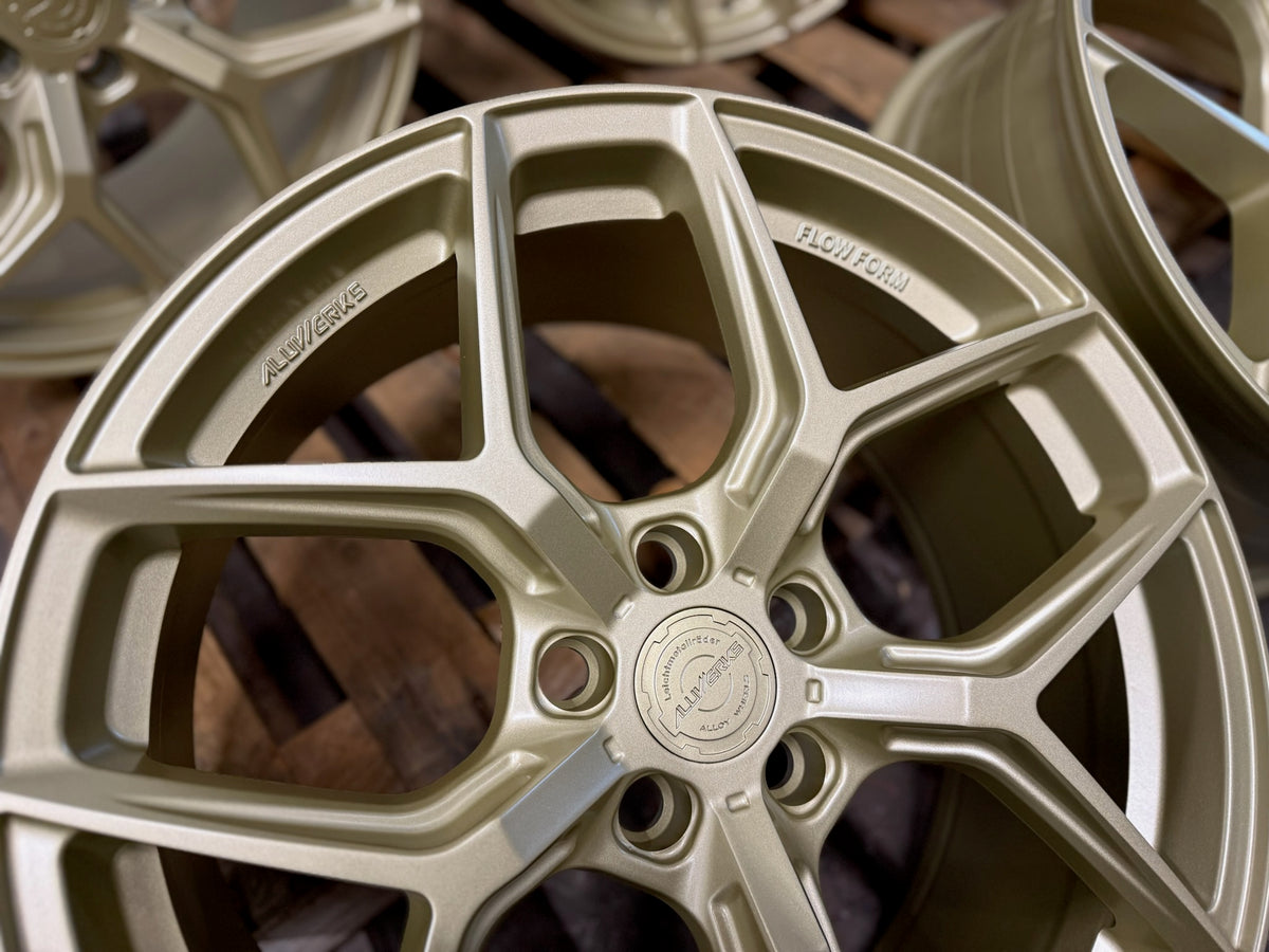19" Aluwerks XT2-FF wheels Magneto Champagne Gold fits Audi BMW Merced ...